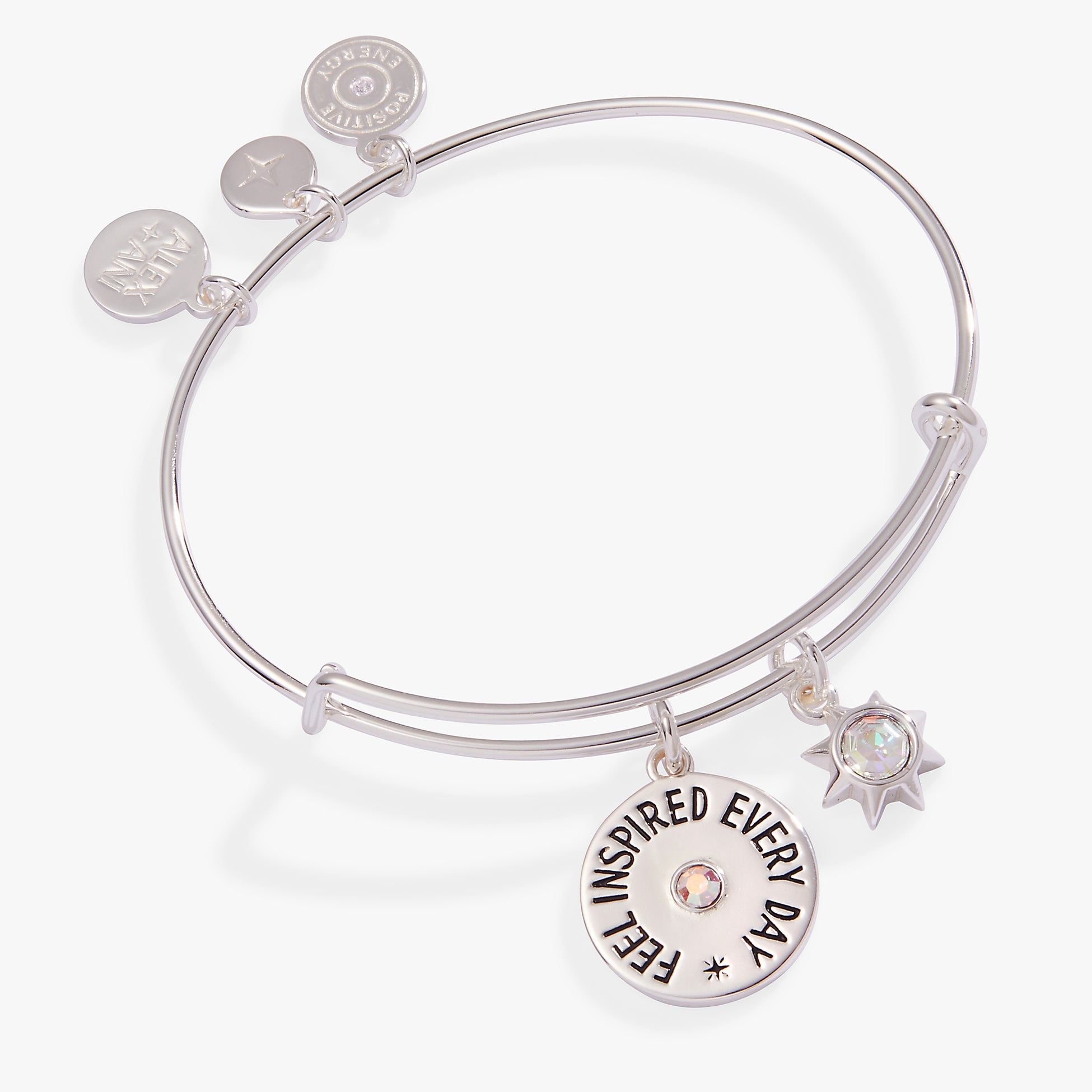 'Feel Inspired Every Day' Mantra Charm Bangle – ALEX AND ANI