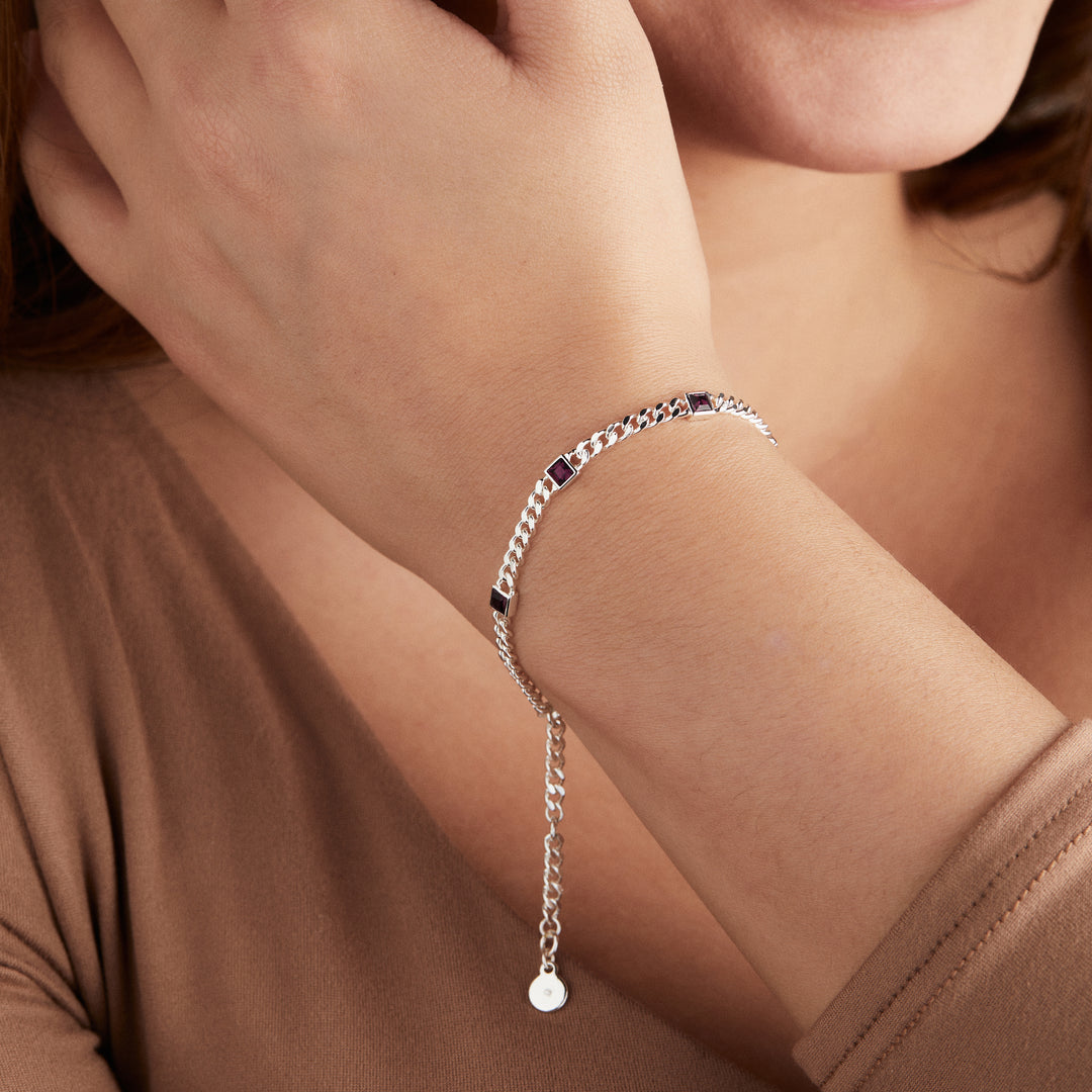 Amethyst Curb Chain Bracelet, February Birthstone | ALEX AND ANI