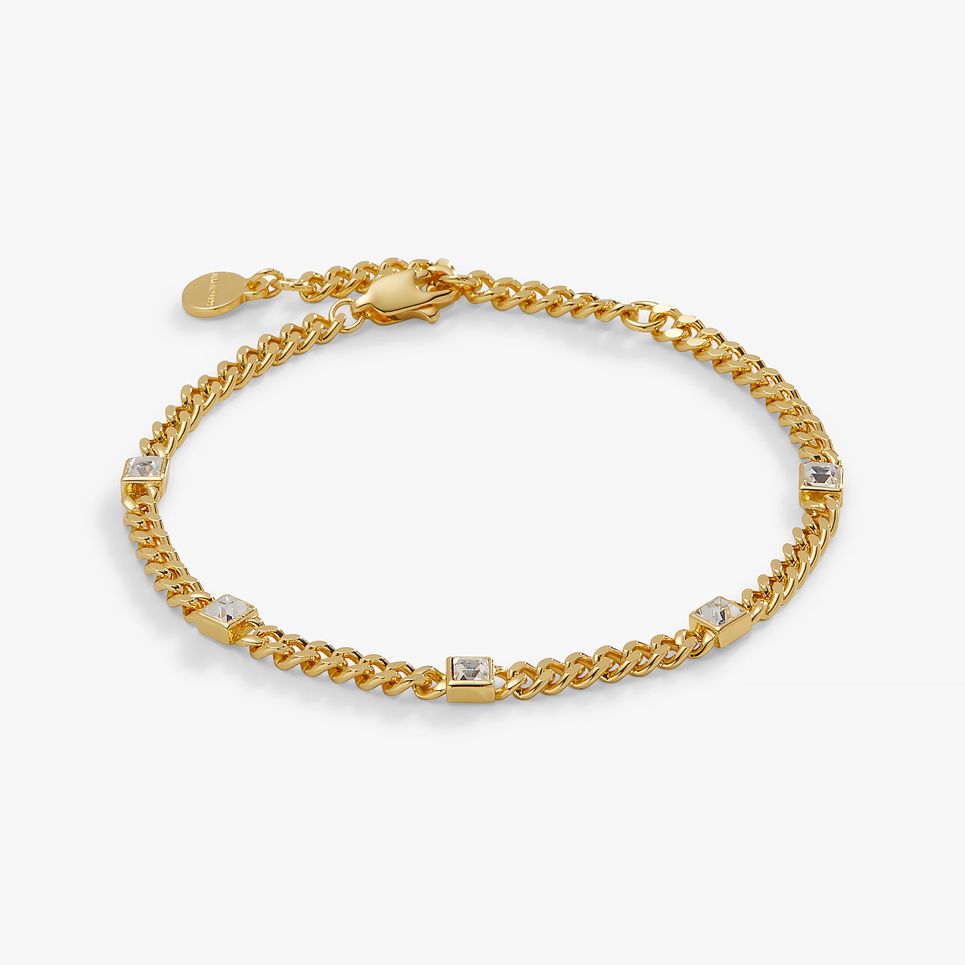 Clear Crystal Curb Chain Bracelet, April Birthstone | ALEX AND ANI