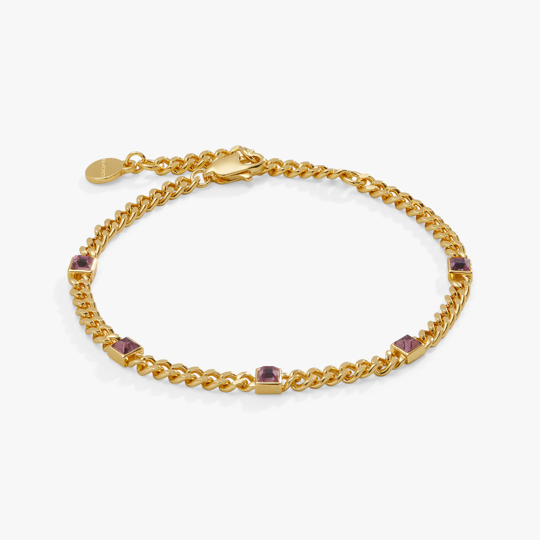 Light Amethyst Curb Chain Bracelet, June Birthstone | ALEX AND ANI