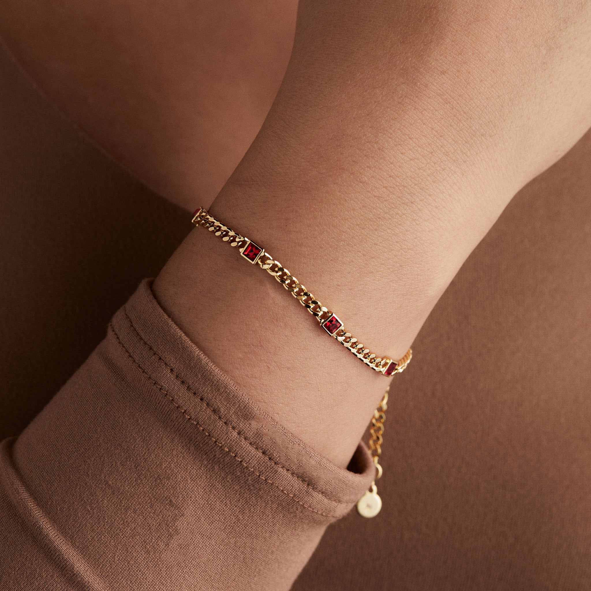 Ruby Curb Chain Bracelet, July Birthstone | ALEX AND ANI