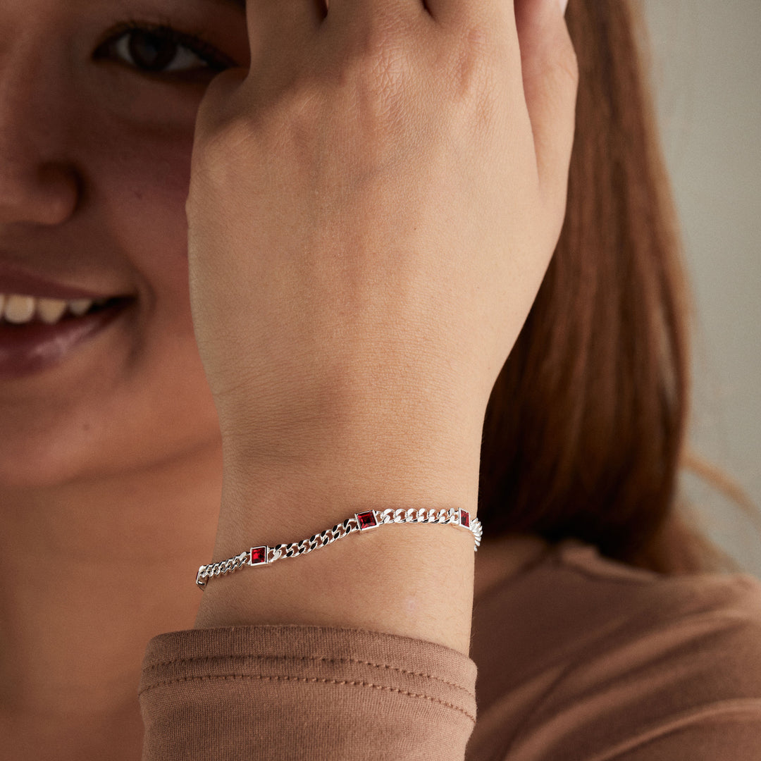 Ruby Curb Chain Bracelet, July Birthstone | ALEX AND ANI