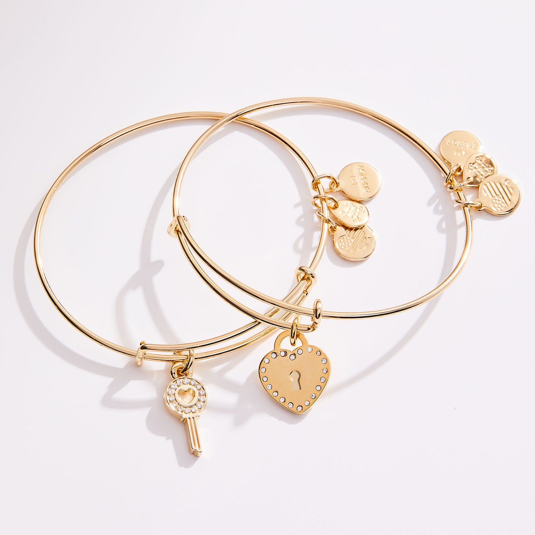 Pavé Key to Love Charm Bangle Bracelets, Set of 2 – ALEX AND ANI