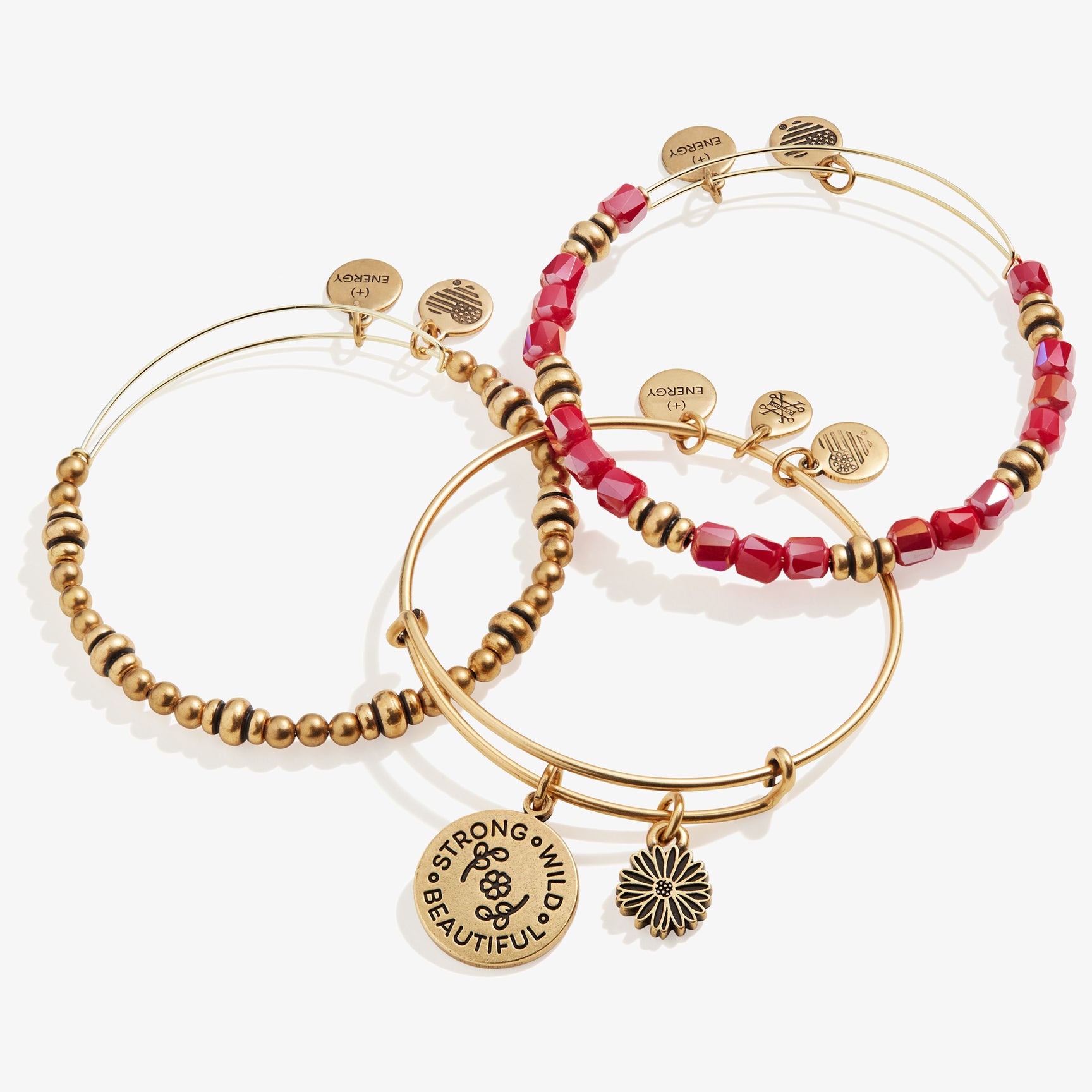 'Strong, Wild, Beautiful' Charm Bangles, Set of 3 – ALEX AND ANI