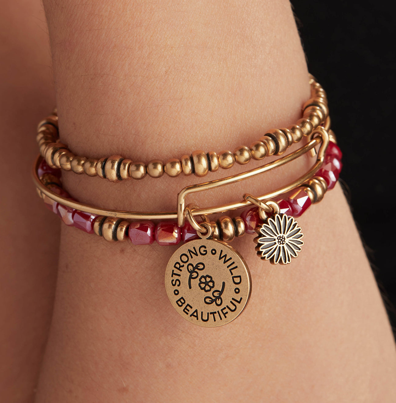 'Strong, Wild, Beautiful' Charm Bangles, Set of 3 – ALEX AND ANI